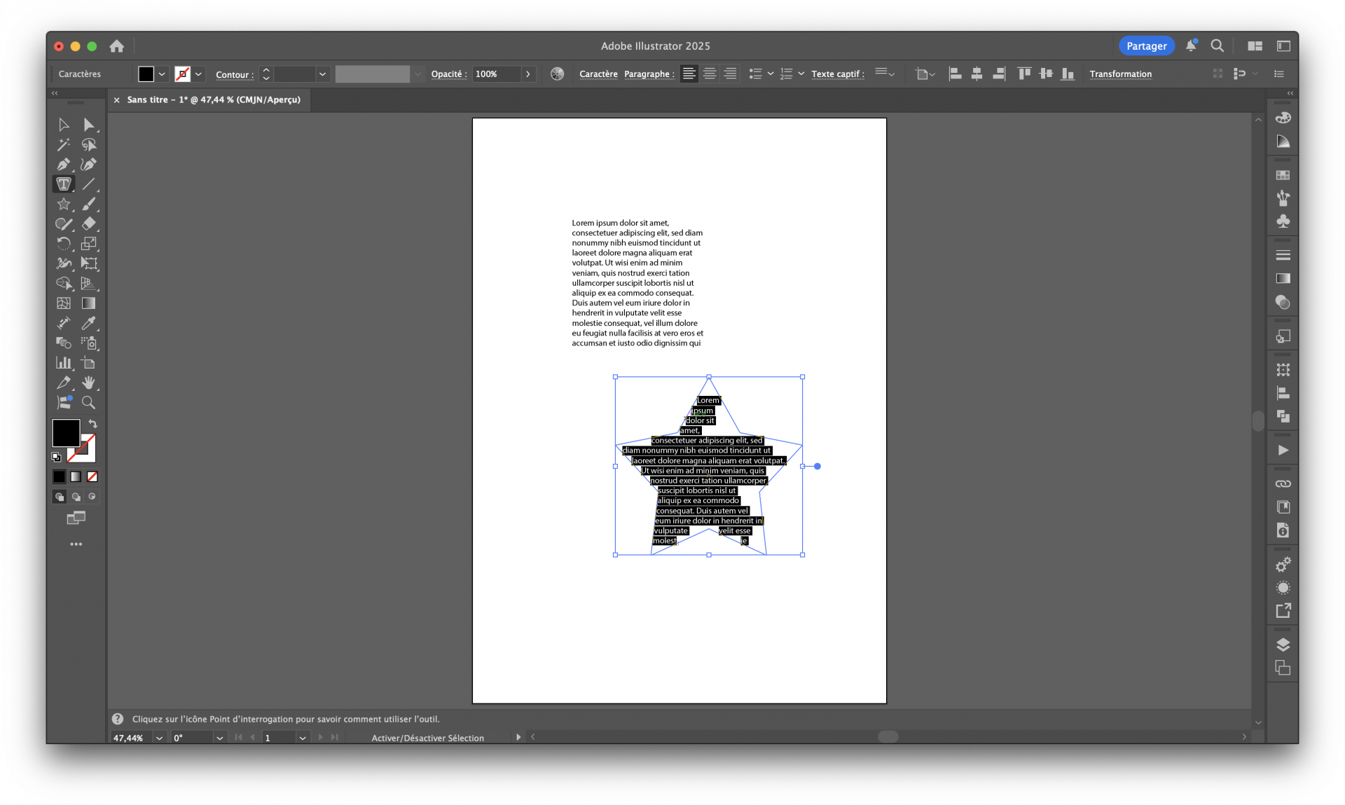 Comment utiliser outil texte captif illustrator